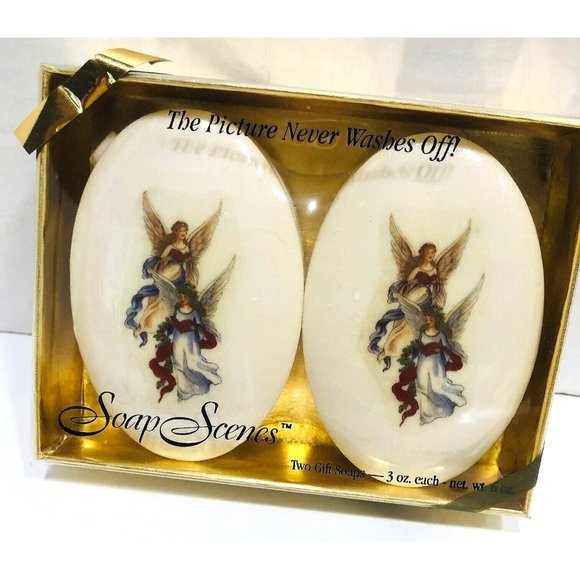 Soap Scenes | Holiday | Vtg Christmas Angels Pictorial Hand Soap Set Of ...